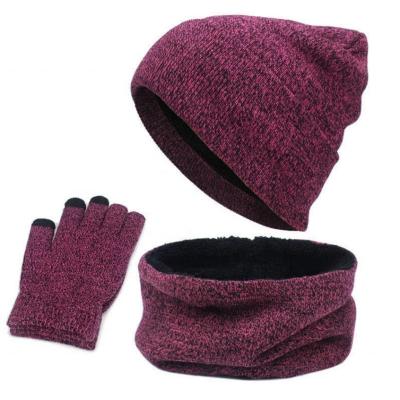 Cina Jacquard Beanie Collo Caldaio e Guanti Touchscreen Set per Donne Inverno Must-Have in vendita