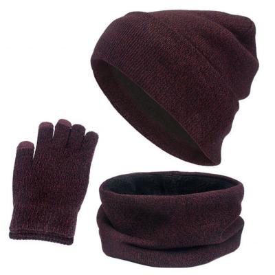 Cina Jacquard Beanie Collo Caldaio e Guanti Touchscreen Set per Donne Inverno Must-Have in vendita