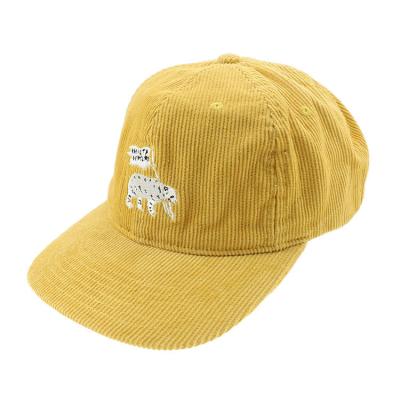 Cina Stile Unisex Carattere Giallo Cappello da papà in corduroy Cappuccio 6 pannelli Etichette Estetica in vendita