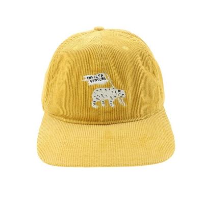 Cina Stile Unisex Carattere Giallo Cappello da papà in corduroy Cappuccio 6 pannelli Etichette Estetica in vendita
