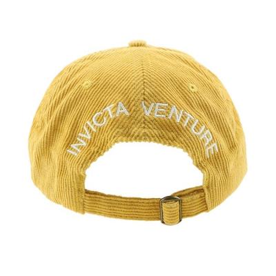 Cina Stile Unisex Carattere Giallo Cappello da papà in corduroy Cappuccio 6 pannelli Etichette Estetica in vendita