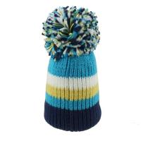 China Custom Big Bobble Ski Hat 58cm Thick Thread Knitted Pattern Wool Acrylic Yarn for sale