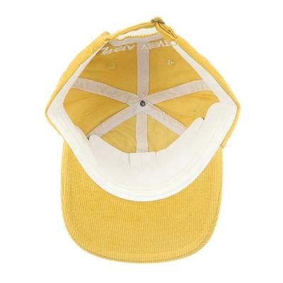 Cina Stile Unisex Carattere Giallo Cappello da papà in corduroy Cappuccio 6 pannelli Etichette Estetica in vendita