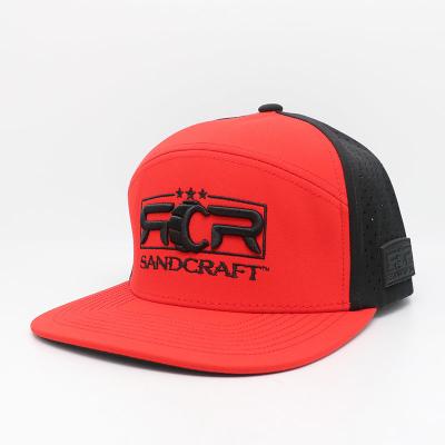 China 3D Stickerei Hip-Hop Snapback Kappe für Stoff Laserschneiden Loch 7 Panel zu verkaufen
