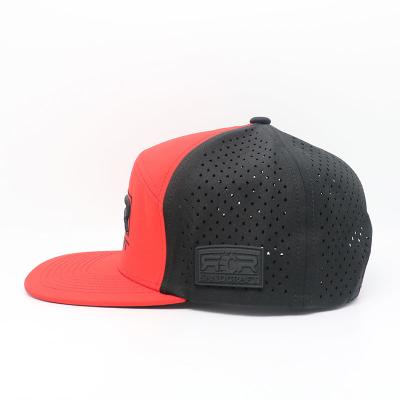 China 3D Stickerei Hip-Hop Snapback Kappe für Stoff Laserschneiden Loch 7 Panel zu verkaufen