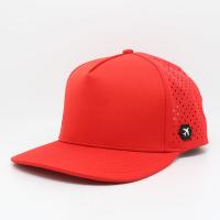 China Custom 5 Panel Snapback Baseball Hat with Perforated Laser Cut Holes Adjustable 56-60cm for sale