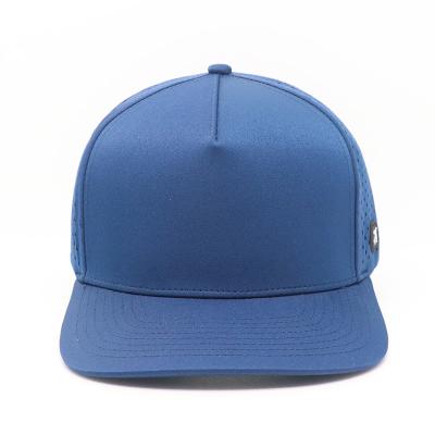 China Mode Custom Solid 5 Panel Laser Cutting Hole Baseball Hoed Snapback Sport Hoed voor volwassenen Te koop