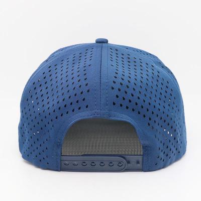 China Mode Custom Solid 5 Panel Laser Cutting Hole Baseball Hoed Snapback Sport Hoed voor volwassenen Te koop