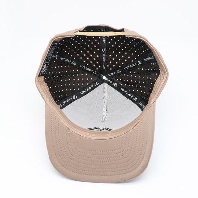 China Fashion Custom 5 Panel Perforated Laser Cutting Hole Baseball Hat Waterproof Hat 3D Embroidery Logo for sale