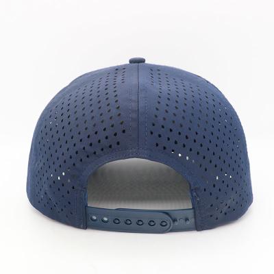 Cina Adulti Logo personalizzato 5 pannello perforato laser taglio buco cappello da baseball impermeabile cappello sportivo cappello di gomma in vendita