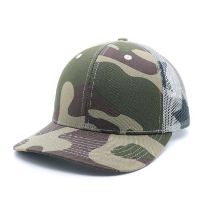 Cina 6 pannelli Camo Trucker Cappello sportivo con bordo pre-curvo e reticolazione reticolare in vendita