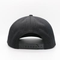 China Custom Logo 5 Panel Golf Hat Waterproof Polyester Laser Cut Hole Snapback Cap 56-60cm for sale