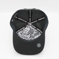 China Custom Logo 5 Panel Golf Hat Waterproof Polyester Laser Cut Hole Snapback Cap 56-60cm for sale