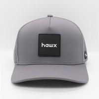China Custom 5 Panel Laser Cut Hole Snapback Hat Waterproof Rubber Cap 56-60cm Adult Size for sale