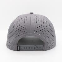 China Custom 5 Panel Laser Cut Hole Snapback Hat Waterproof Rubber Cap 56-60cm Adult Size for sale