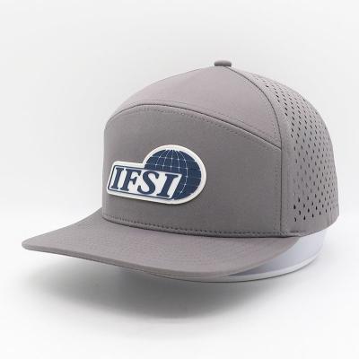 China Custom Waterproof Hoed 6-paneel Hoed Laser Cut Hole Hip Hop Hoed met aangepaste stof Te koop