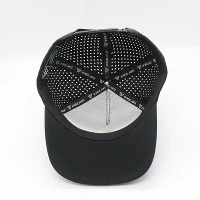 China Water-Repellent 6 Panel Custom Baseball Cap With Rubber Patch Logo for sale