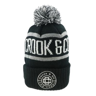 Cina Cappello invernale acrilico unisex Jacquard Beanie Cranio personalizzato Pom Pom ricamo Patch Beani in vendita