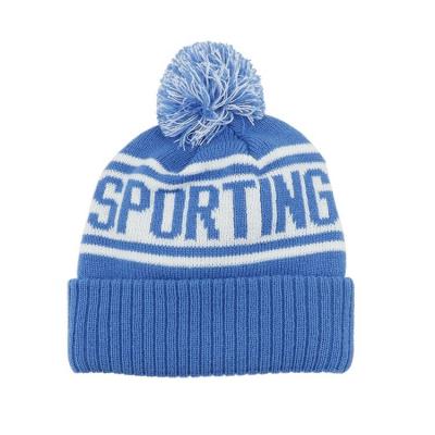 China Unisex Jacquard Acrylic Knitted Bering Knit Cuff Beanie With Pom Fleece Lining Winter Hat for sale