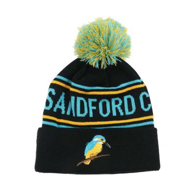 Cina Logo del designer di cappelli a maglia in acrilico personalizzato per le squadre Unisex Bobble Hat in vendita