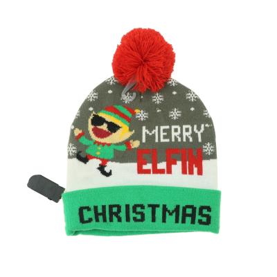 Cina Adulti ODM Disegni LED Acrilico Multicolor Jacquard Maglione a Maglia Beanie Con Pom Pom in vendita