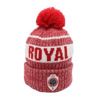 China Custom Embroidered Knitted Beanie Hat Winter Accessories 58cm Acrylic Wool for sale
