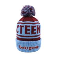 China Custom Embroidered Knitted Beanie Hat Winter Accessories 58cm Acrylic Wool for sale
