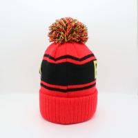 China Custom Embroidered Knitted Beanie Hat Winter Accessories 58cm Acrylic Wool for sale