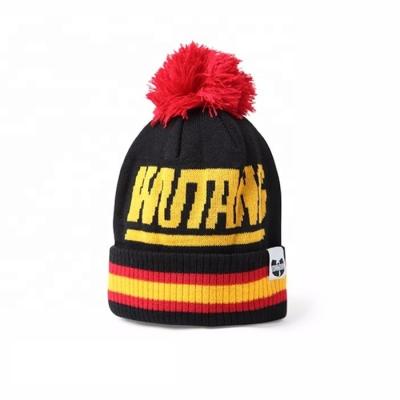 Cina Jacquard Per Adulti Pom Beanie a maglia con ricami per abbellire l'immagine in vendita