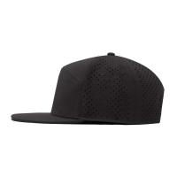 China Custom 7 Panel Snapback Laser Perforated Hat Flat Bill Breathable Cotton Mesh 58cm for sale