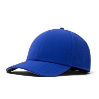 China Custom 6 Panel Snapback Cap Curved Brim Rubber Patch Laser Perforated Holes Adult Size 58cm for sale