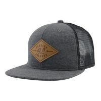 China Custom Heather Gray Mesh Trucker Baseball Cap 58cm with Leather Patch Design for sale