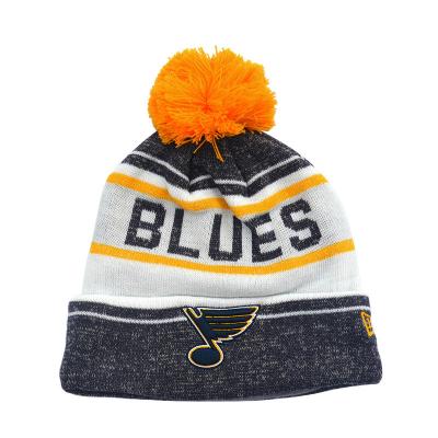 China Knitted Winter Warm Acrylic Jacquard Embroidery Patch Logo Pom Pom Toques For Soccer Football Team for sale