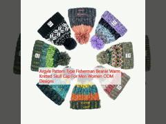 Argyle Pattern Type Fisherman Beanie Warm gebreide schedelkap voor mannen Vrouwen ODM-ontwerpen