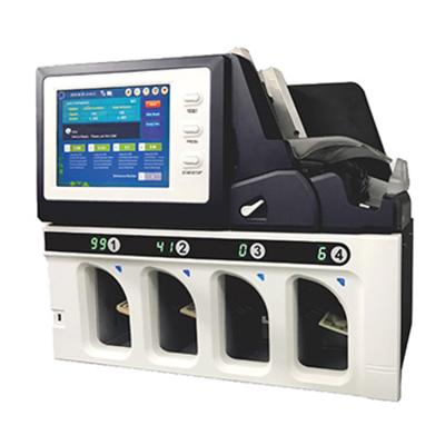 China Banknote Counting Sorter Machine 4+1 High-Efficency 12.1″ Currency Cash Bill Money Touch Screen Banknote Fitness Sorter for sale