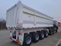 China 3Axles 42CBM White Tipper Dump Semi Trailer With 80 Tons Loading Capacity for sale