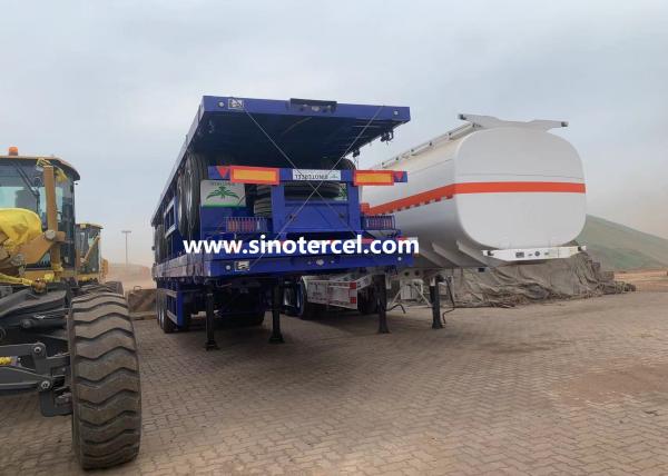 China 3 Axle Flatbed Semi Trailer 20Feet 40Feet For Container Carrying Bulk Cargo supplier