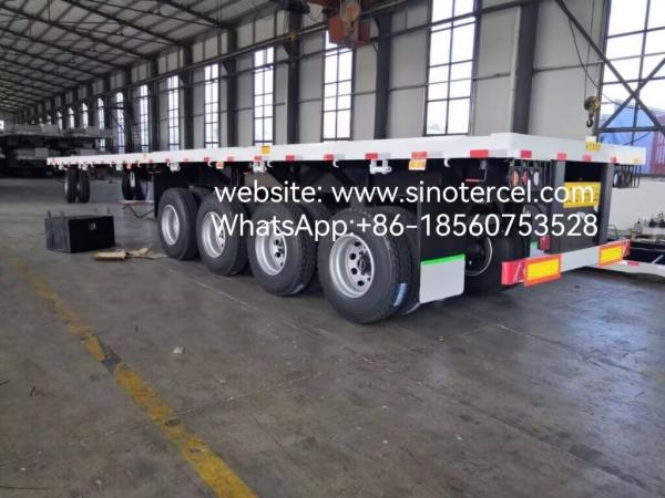 Quality 4 Axles 40ft Fuwa Axles Flat Bed Semi Trailer Strong Bearing Stable for sale