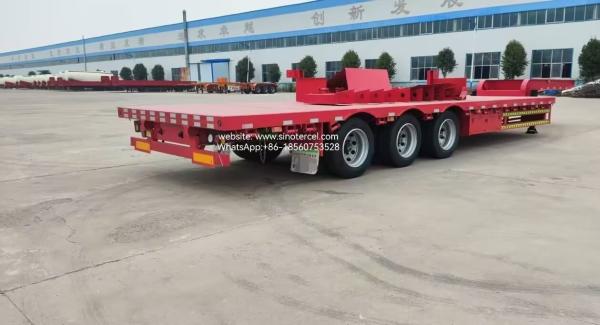 Quality Semi Lowbed Trailer 60t 3 Axle Low Bed Trailer pull containers Applicable in for sale