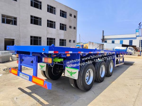 Quality 3 Axle Flatbed Semi Trailer Customized 20 Ft 40 Ft For Container Carrying 50-60 for sale