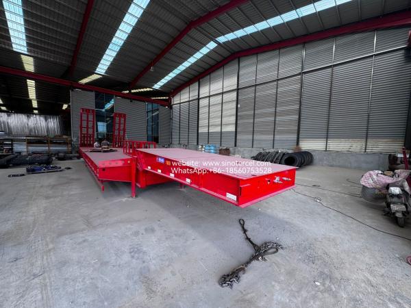 Quality 60 Ton Semi Lowbed Trailer with Hydraulic Adjusting Platform for sale