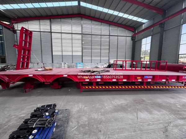 Quality 60 Ton Semi Lowbed Trailer with Hydraulic Adjusting Platform for sale