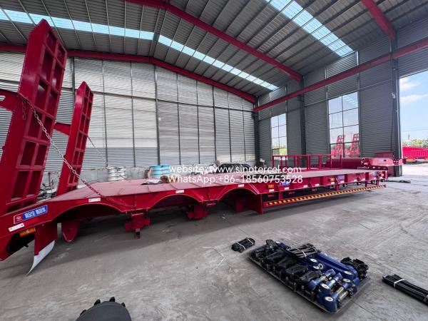 Quality 60 Ton Semi Lowbed Trailer with Hydraulic Adjusting Platform for sale