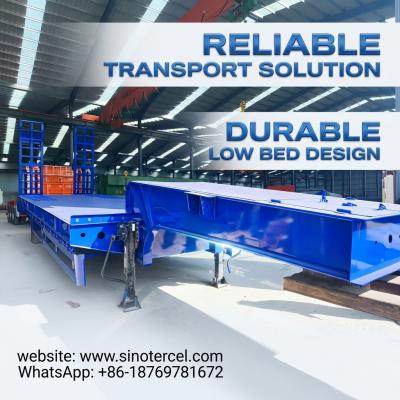 China Low Bed Semi Trailer Mechanical Suspension for Container and Construction Machinery Transport for sale