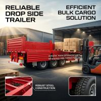 Quality 3 Axles Red Pallet Transport Sidewall Semi Trailer Dropside Trailer Carry for sale