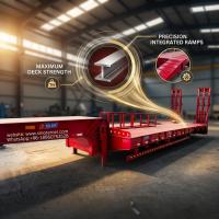 China 60 Ton Semi Lowbed Trailer with Hydraulic Adjusting Platform for sale