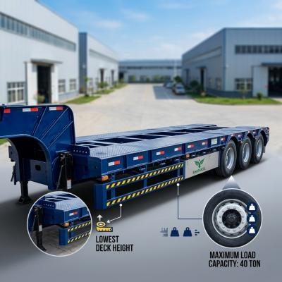 China Heavy Duty Semi Lowbed Trailer Tri Axles With JOST Landing Gear for sale