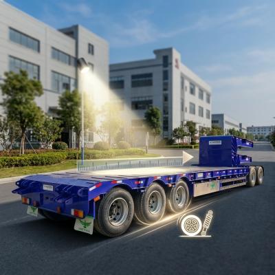 China ISO CCC SGS Semi Lowbed Trailer 30t 100t 3 Axle Low Bed Trailer for sale