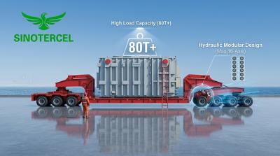 China 60T Modular Semi Trailer Low Loader Three Axles Hydraulic Suspension for sale