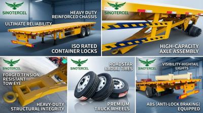 China SINOTERCEL 40 Ft Flatbed Trailer 40 Feet Aluminum Flatbed Trailer for sale